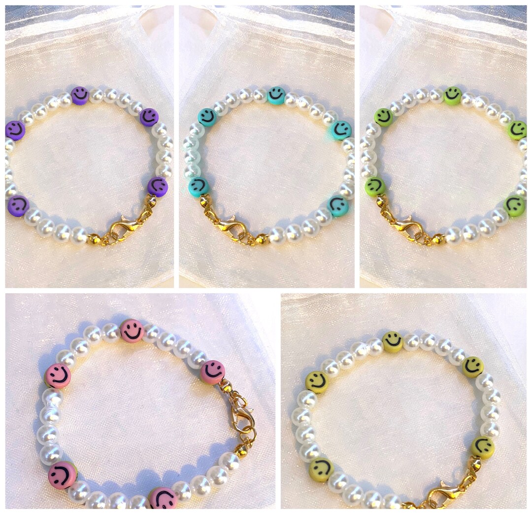Smiley Pearls Bracelets - Etsy