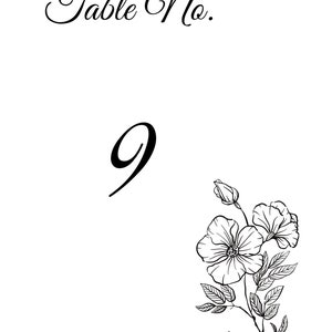 Black and White Hand-drawn Flower Stencil Digital Printable Table ...