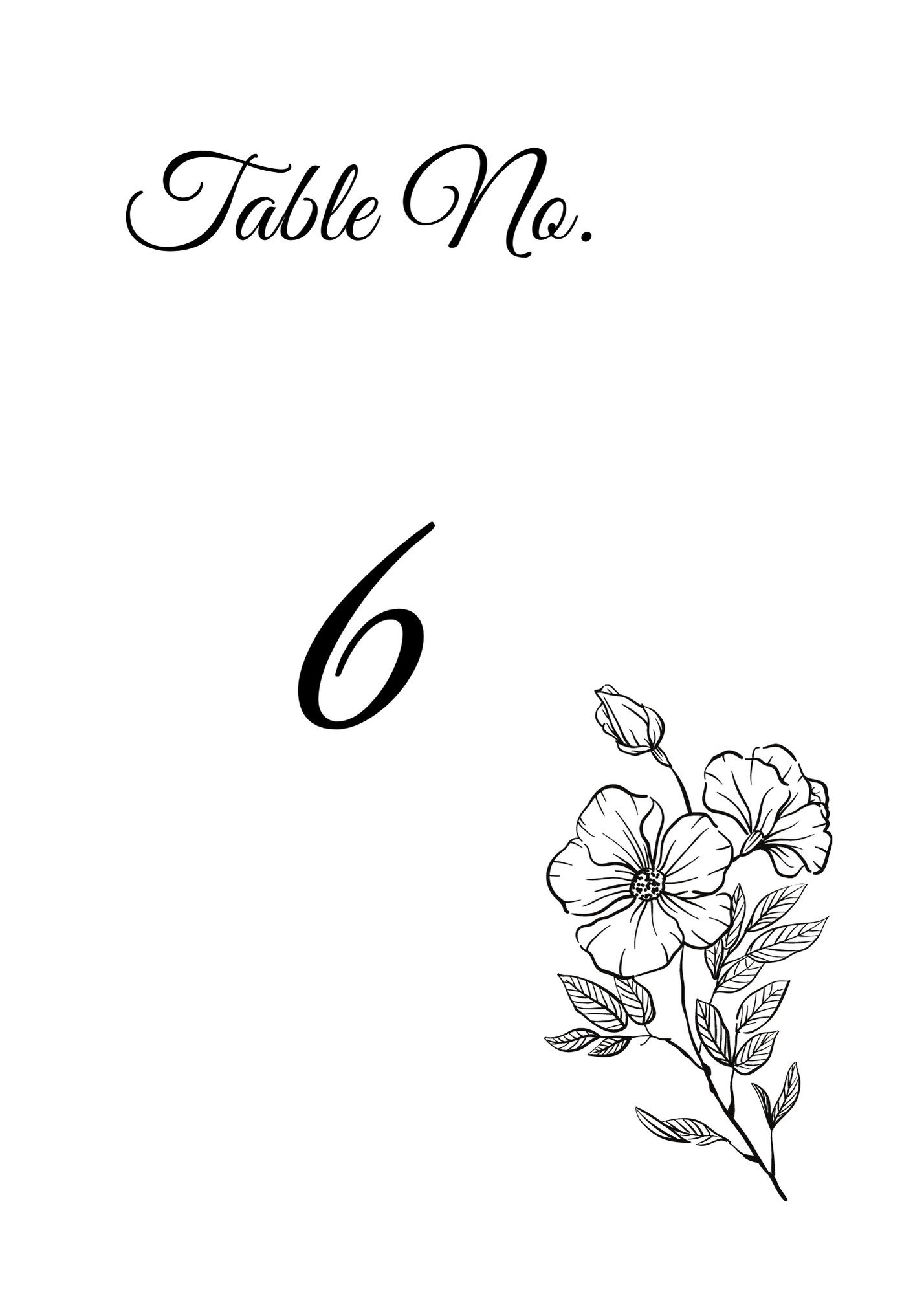 Black and White Hand-drawn Flower Stencil Digital Printable Table ...