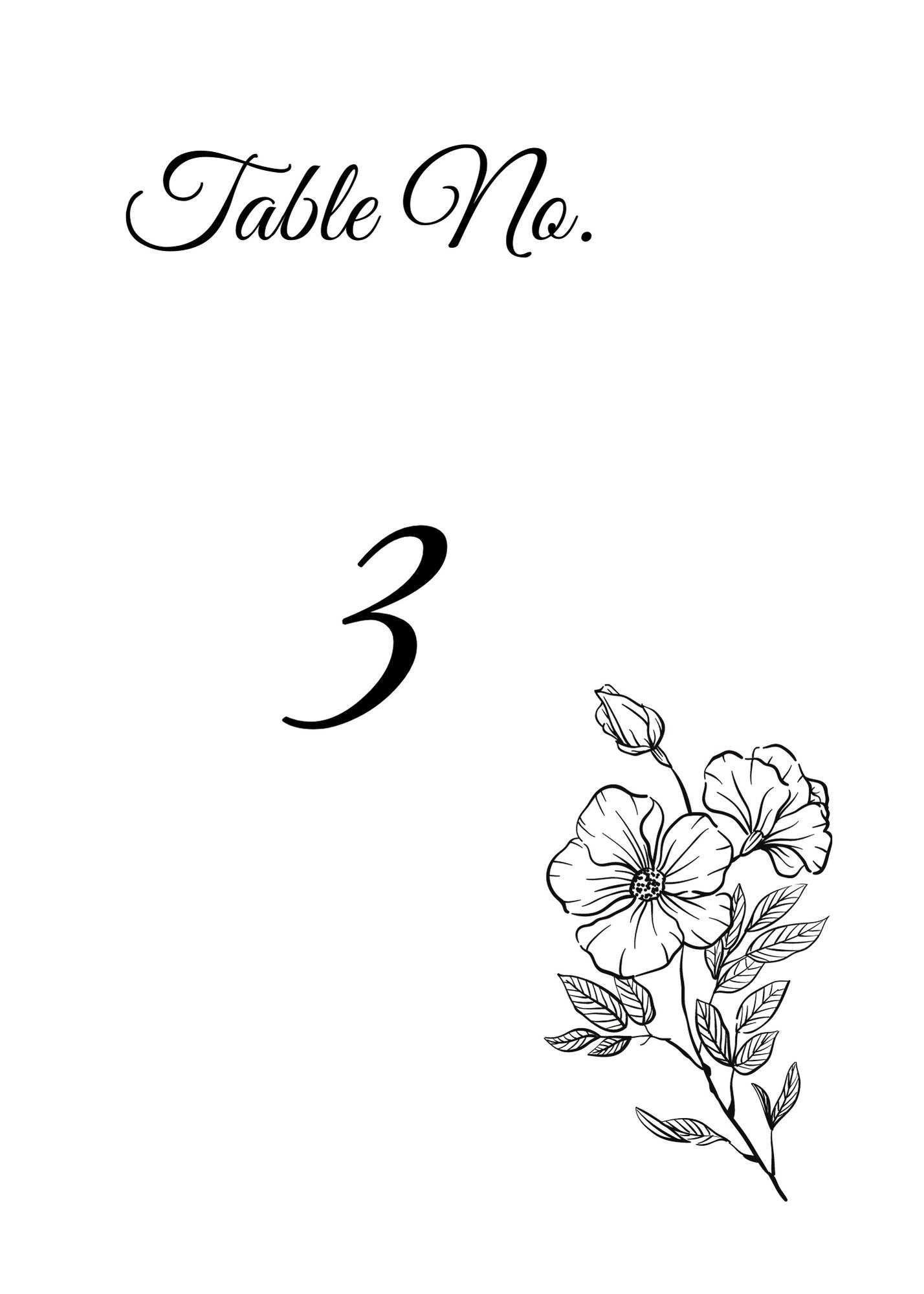 Black and White Hand-drawn Flower Stencil Digital Printable Table ...