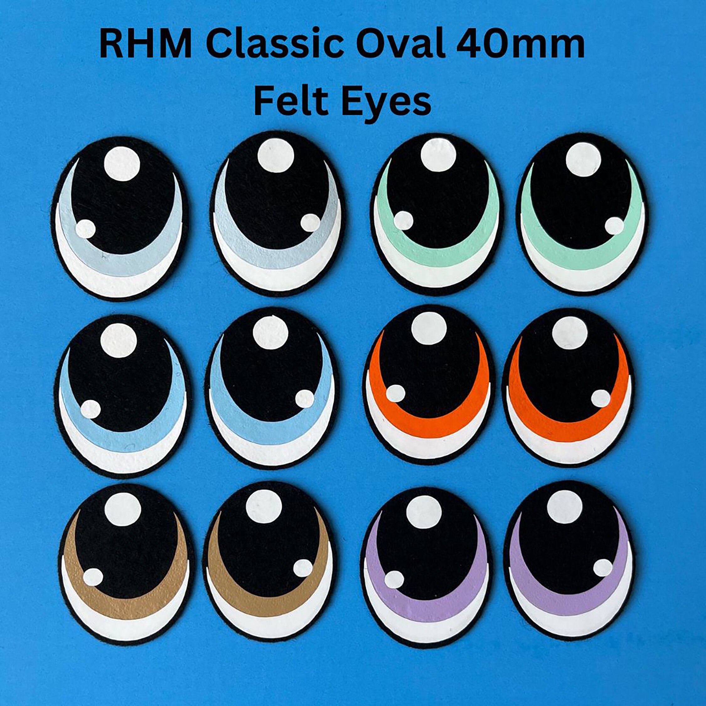 Felt Eyes RHM Classic Oval/eyelash Multi Color Pack, 6 Pairs, Felt Eyes ...