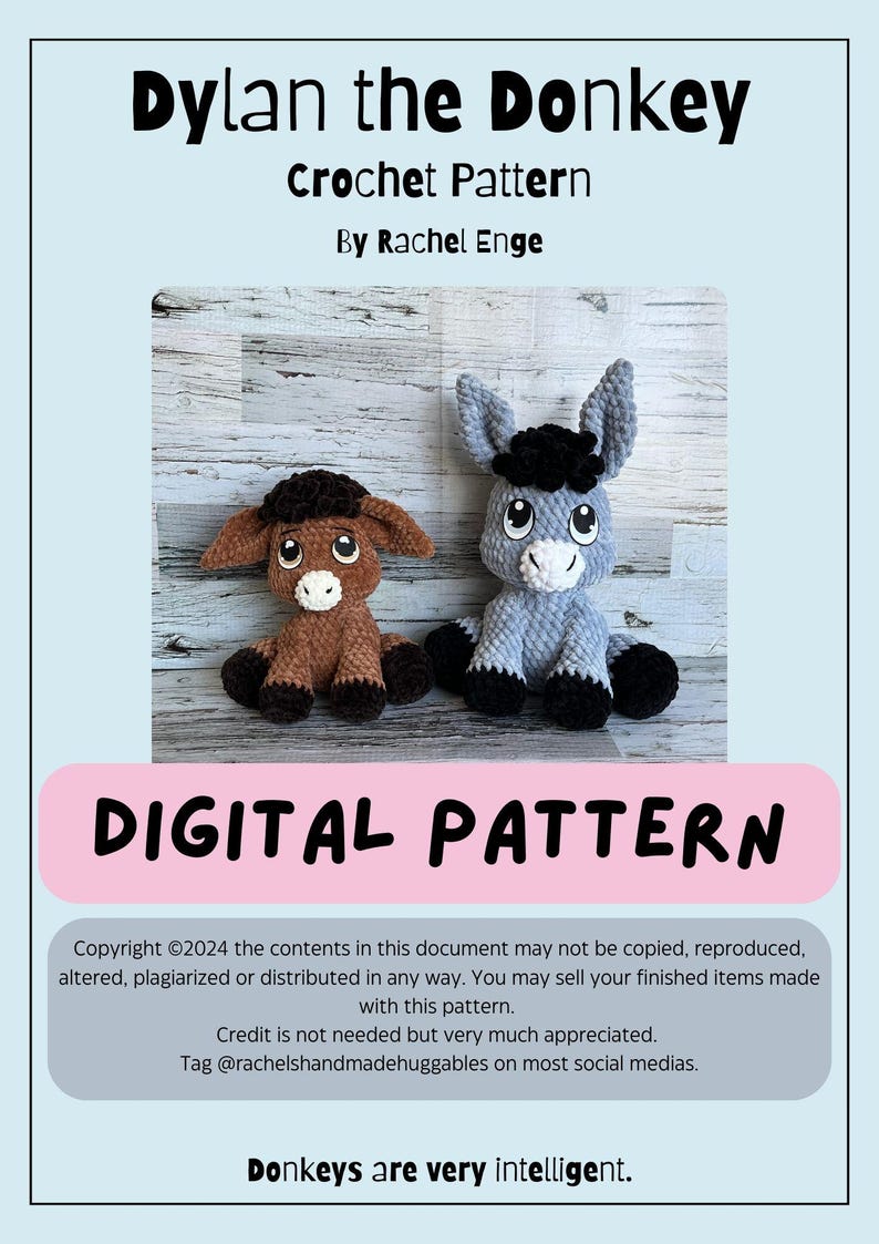 Dylan the Donkey Digital Crochet Pattern (PDF Pattern) - Etsy