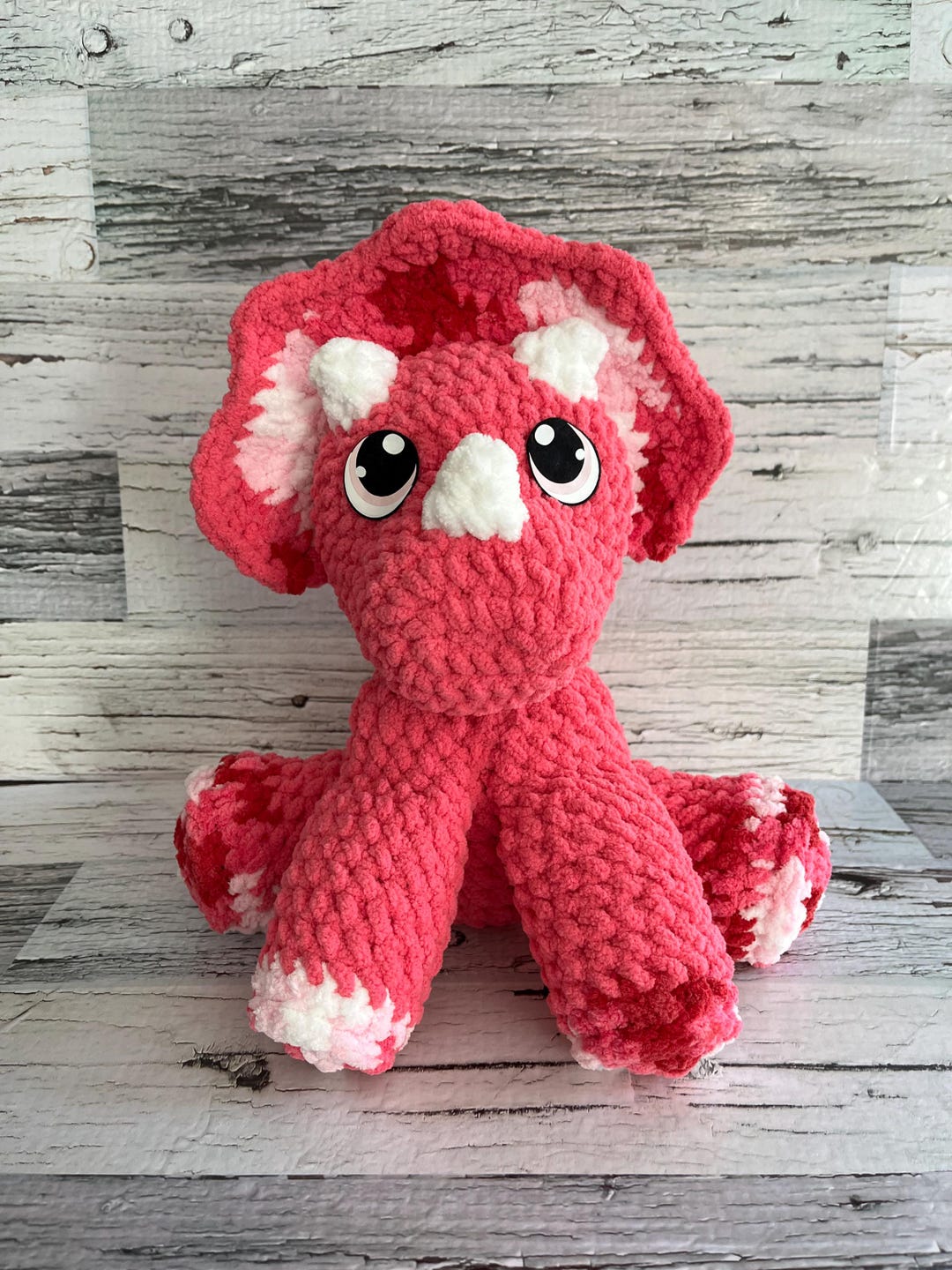Triceratops Dinosaur Huggable Crochet Plushie Toy, Dinosaur, Crochet ...