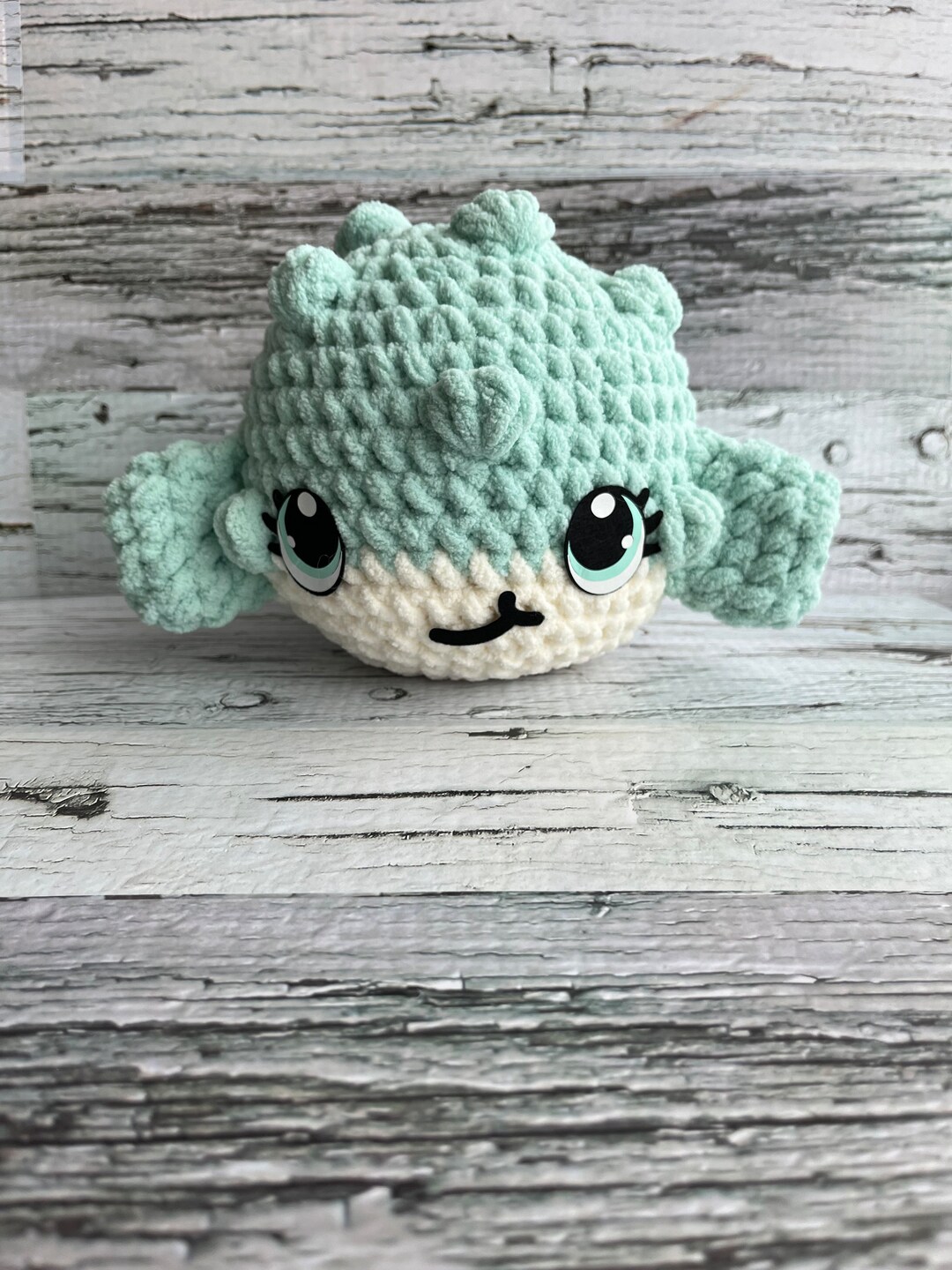 Poppy the Puffer Fish Huggable Crochet Plushie Toy, Puffer Fish, Ready ...