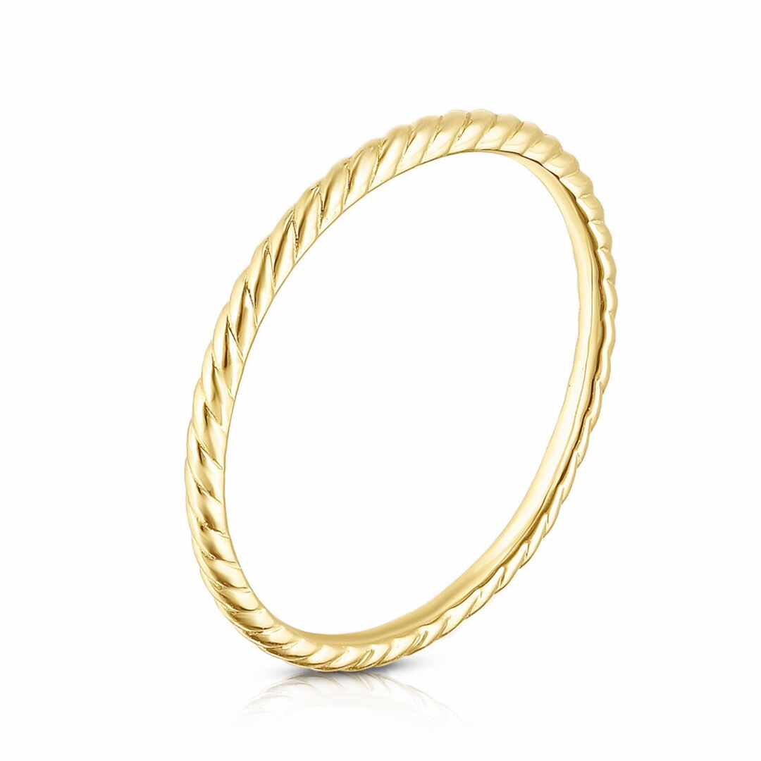 14k Solid Rope Ring - Etsy