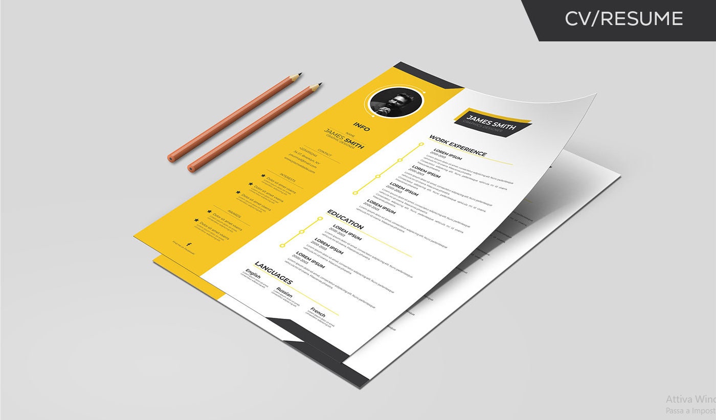 Professional Resume/cv Template 4 Colors and Programs - Etsy