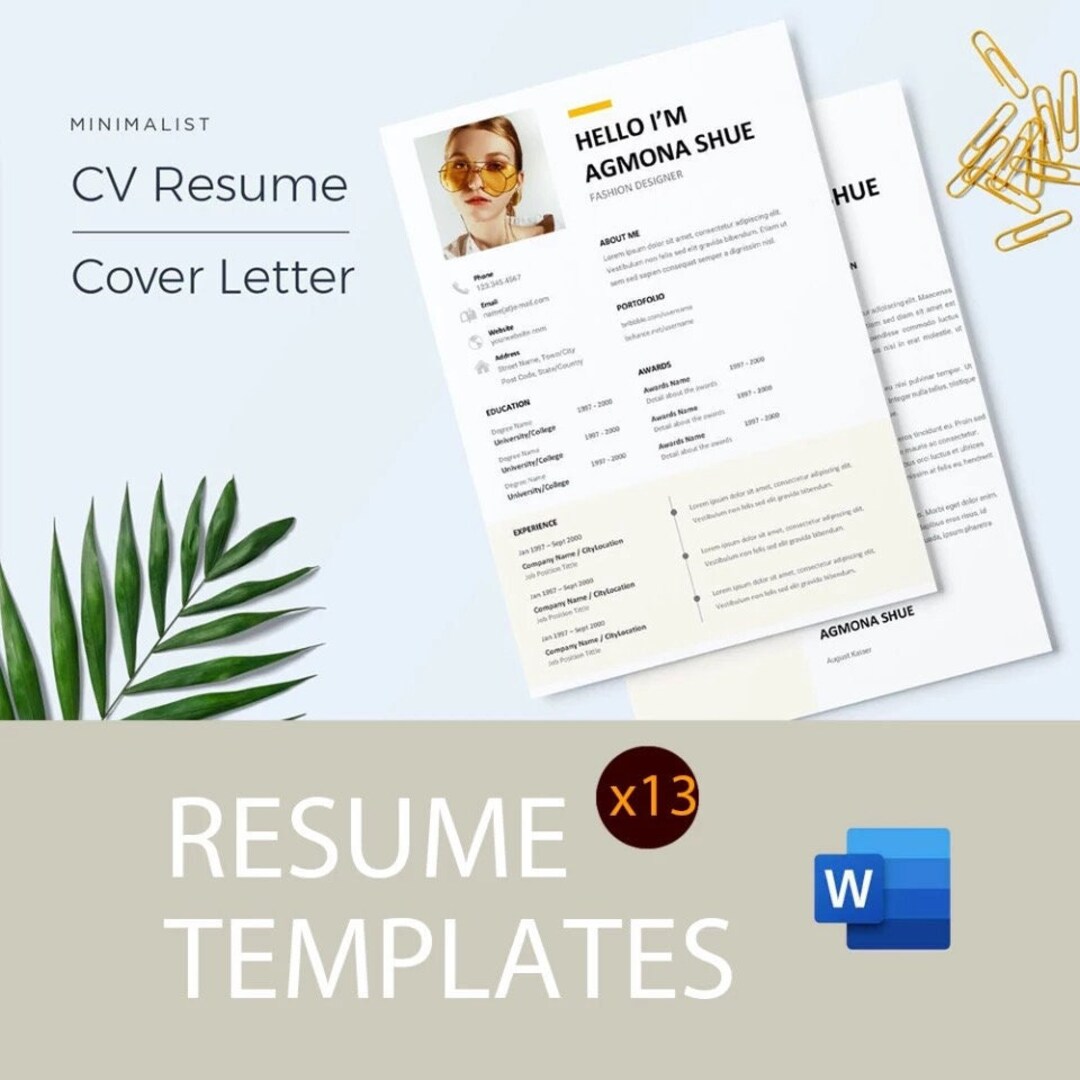 13x Resume Bundle Template, CV Word Pack - Etsy
