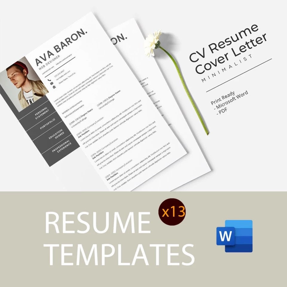 13x Resume Bundle Template, CV Word Pack - Etsy