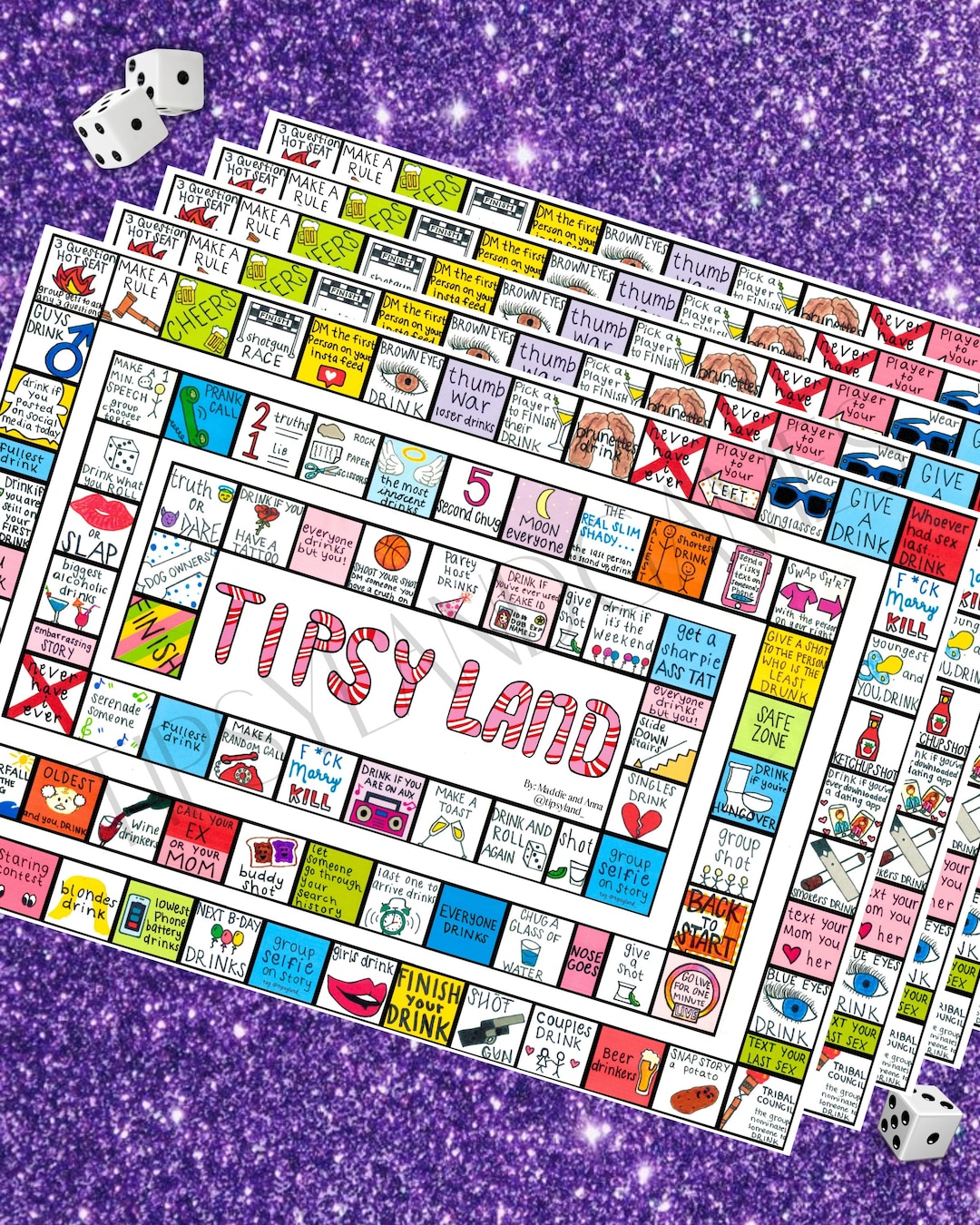 Tipsy Land Party Adult Drinking Board Game Game Night - Etsy