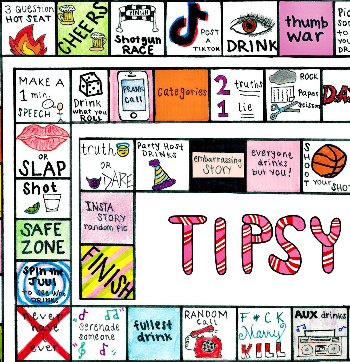 Tipsy Land Party Adult Drinking Board Game Game Night - Etsy Tipsy Land Party Adult Drinking Board Game Game Night - Etsy