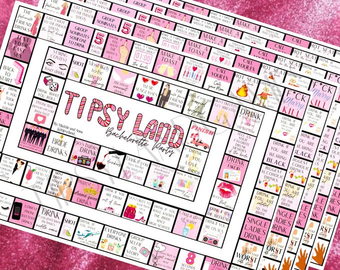 Tipsy Land Bachelorette Party DISCOUNTED LAMINATED BOARD Game Clean Out ...