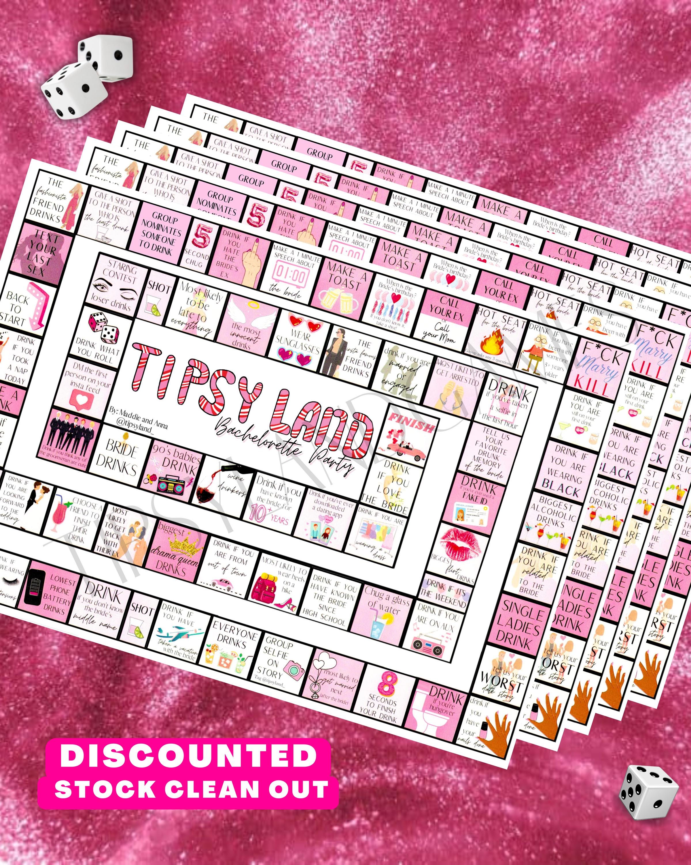 Tipsy Land Bachelorette Party DISCOUNTED LAMINATED BOARD Game Clean Out ...