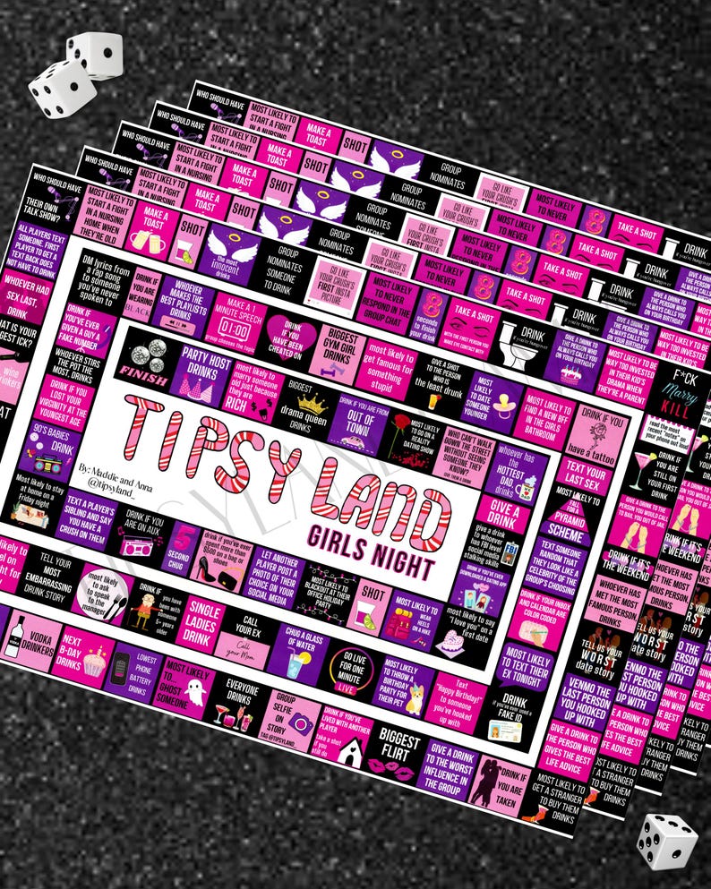 Tipsy Land Girls Night Game, Girls Night Out, Party Drinking Board Game ...