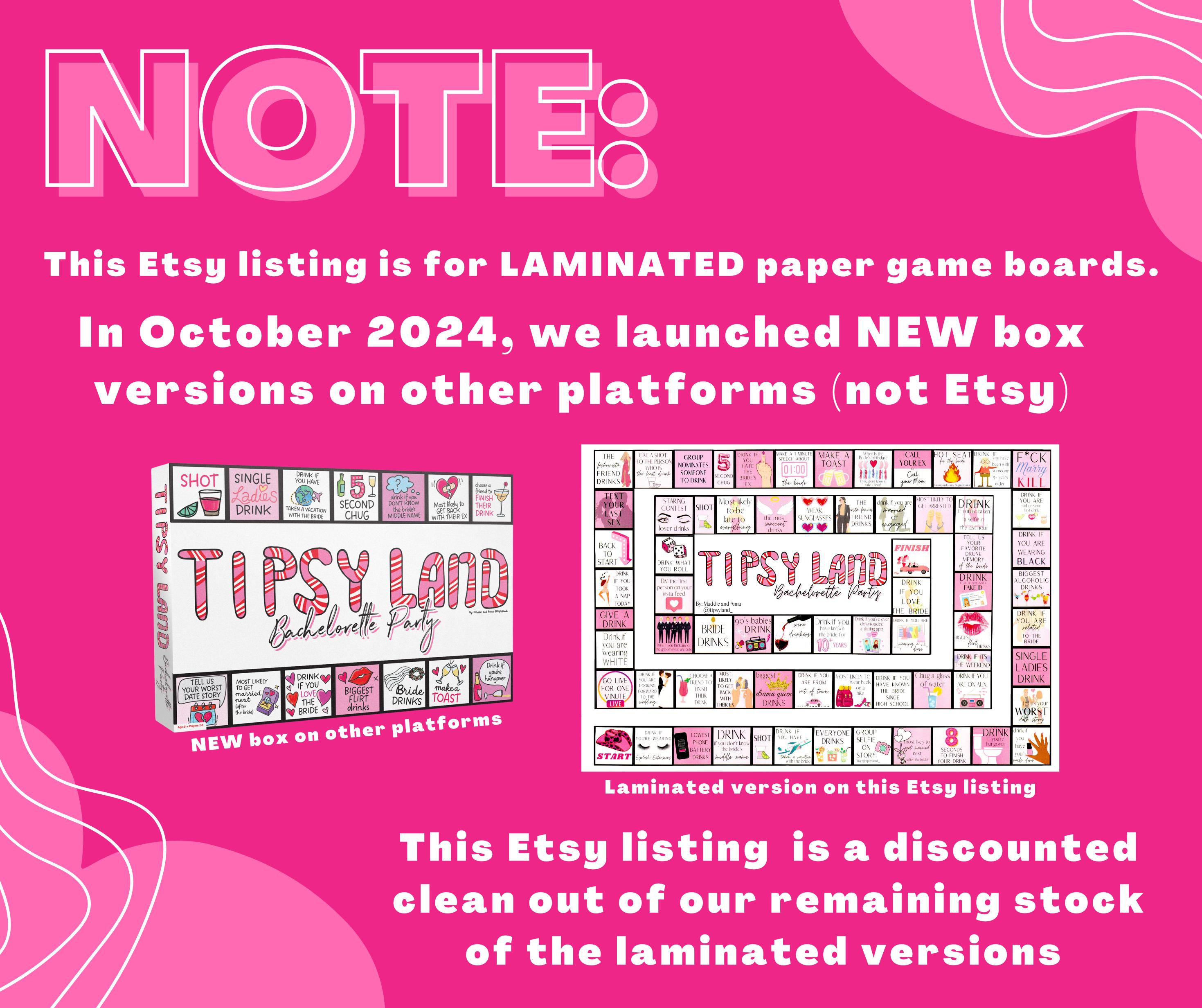 Tipsy Land Bachelorette Party DISCOUNTED LAMINATED BOARD Game Clean Out ...