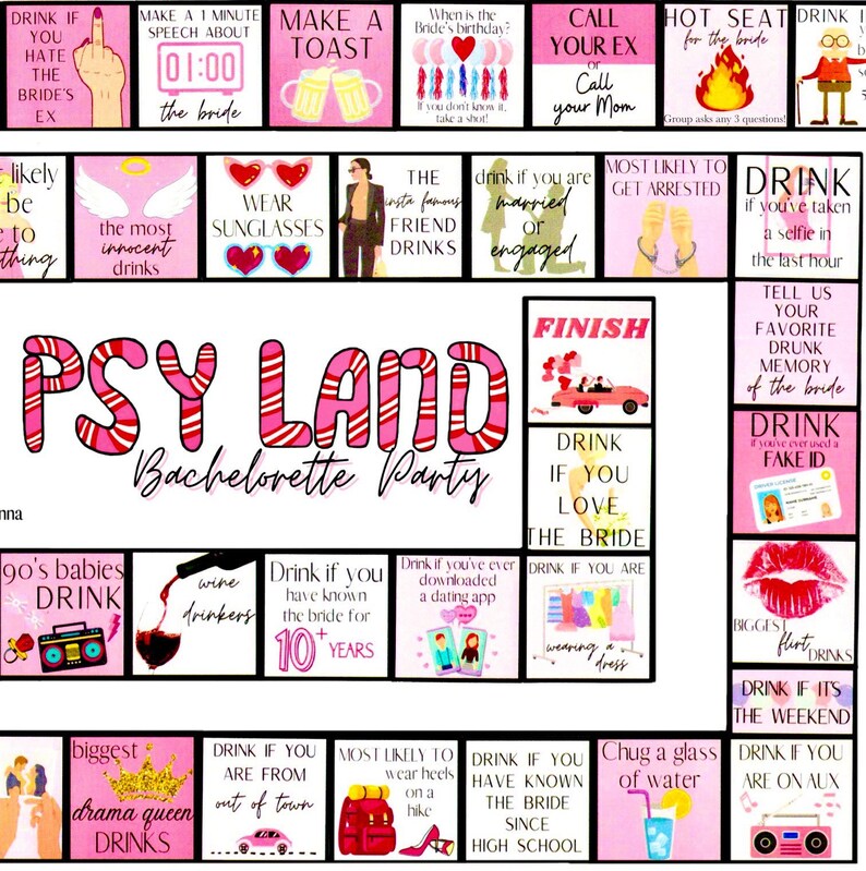Tipsy Land Bachelorette Party Game Girls Night Out Party - Etsy Canada