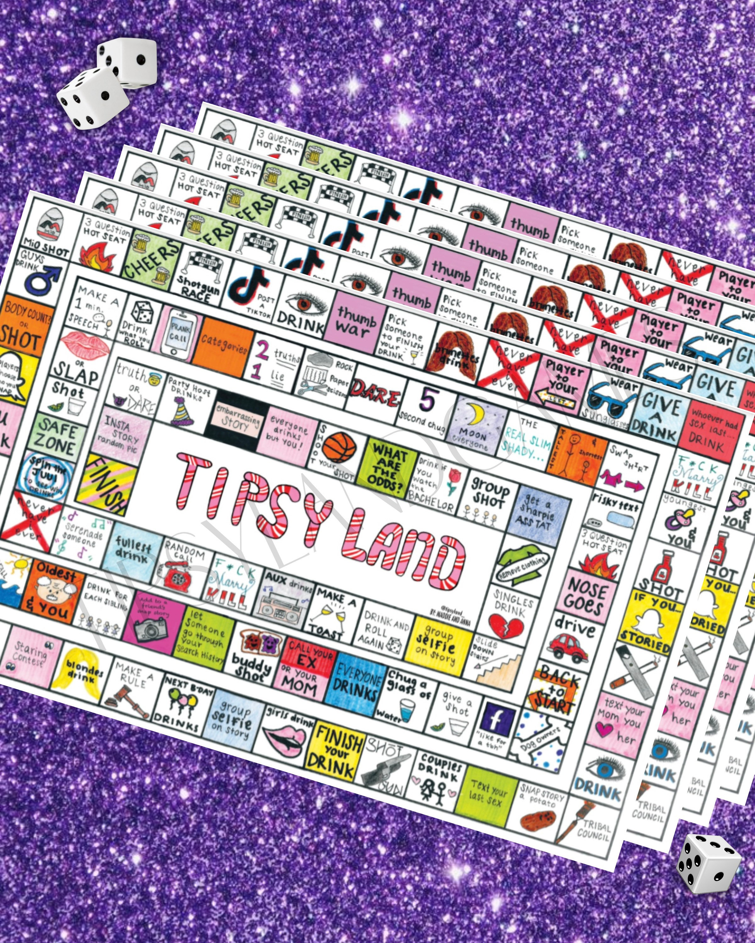 Tipsy Land Party Adult Drinking Board Game Game Night - Etsy