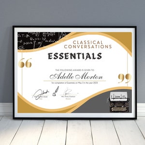 Classical Conversations ESSENTIALS Certificate BUNDLE, CC End of Year ...