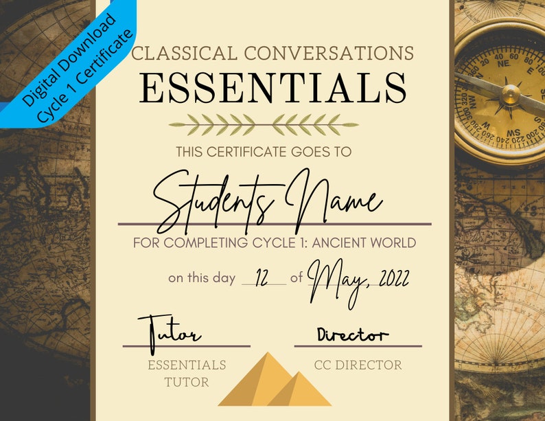 Classical Conversations Essentials Cycle 1 Certificate of Completion ...
