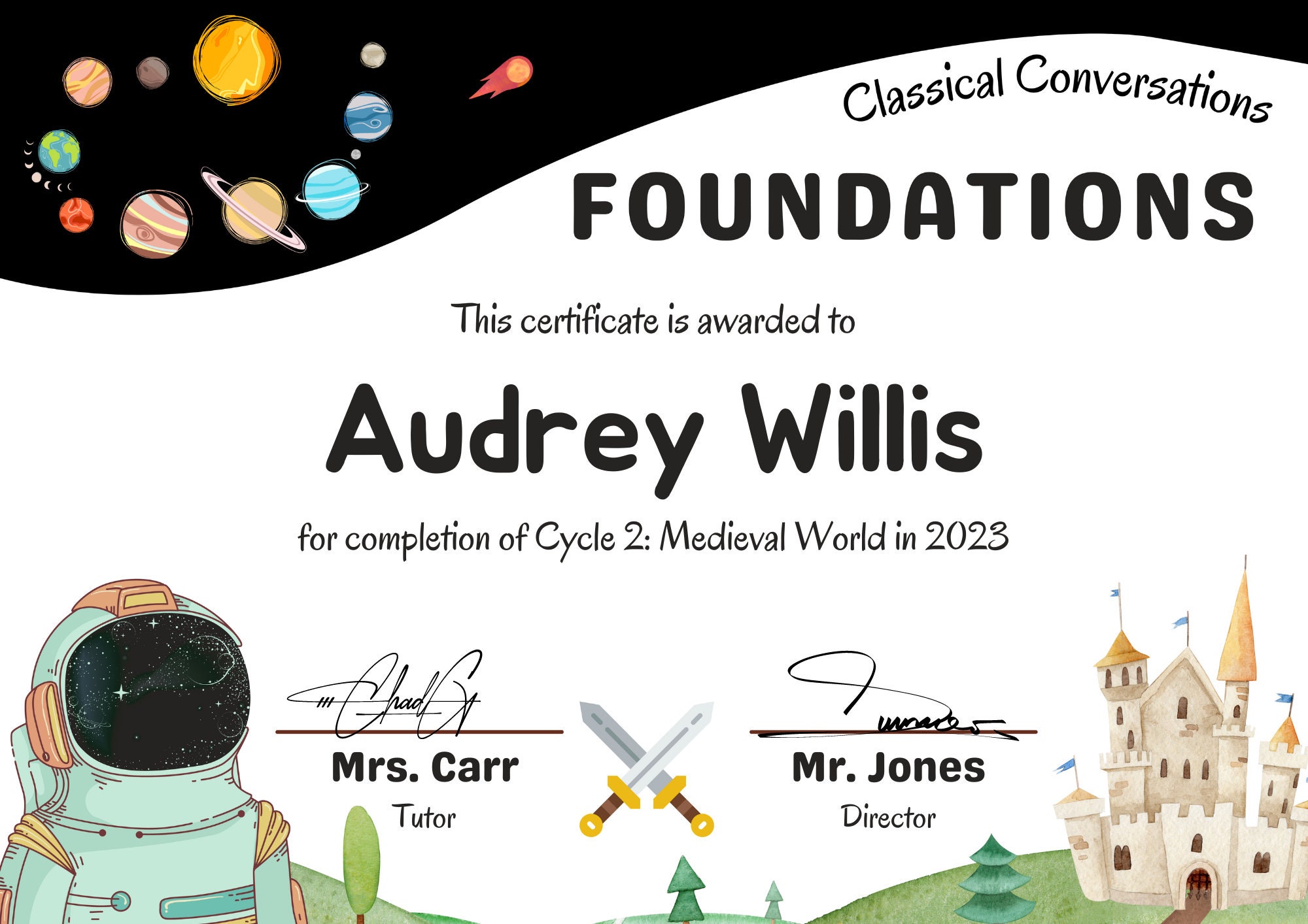 Classical Conversations FOUNDATIONS Certificates BUNDLE, CC Cycle 2 ...