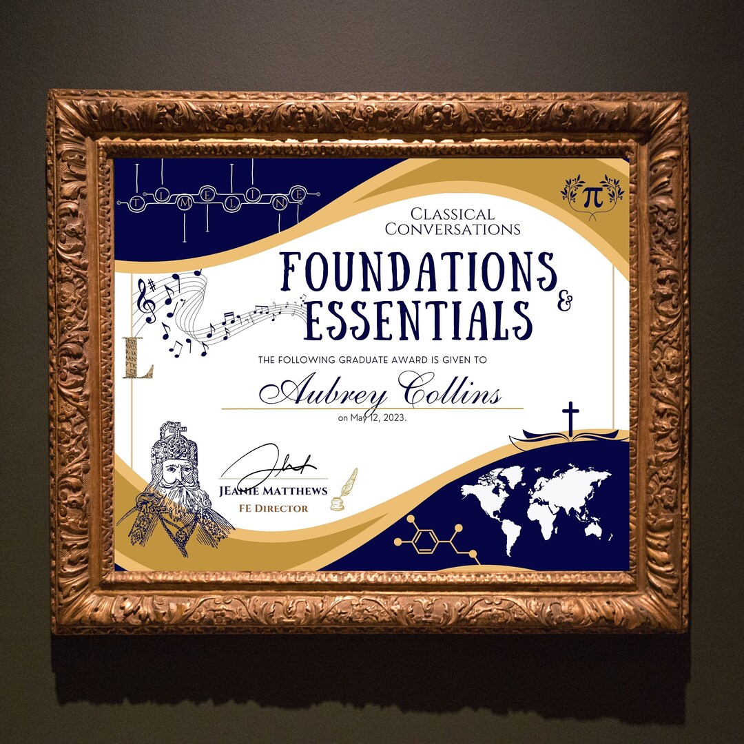 Classical Conversations ESSENTIALS & FOUNDATIONS Certificate Template ...