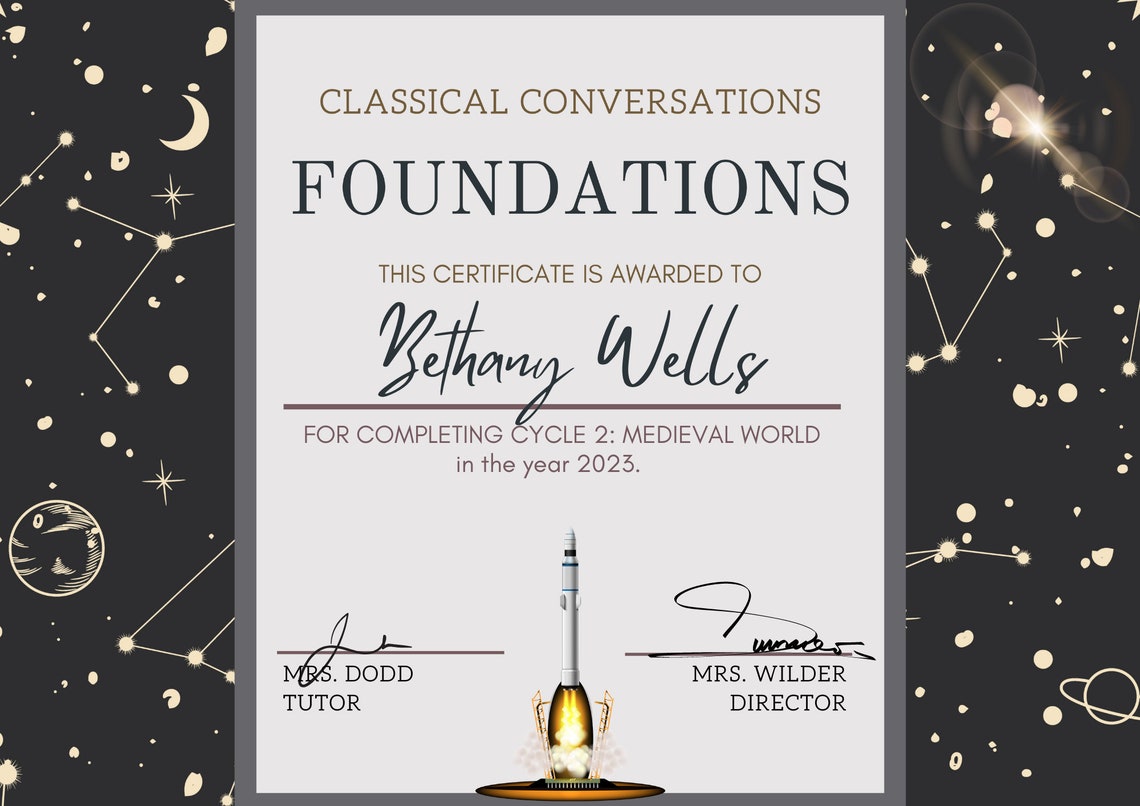 Classical Conversations FOUNDATIONS Certificates BUNDLE, CC Cycle 2 ...