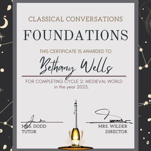 Classical Conversations FOUNDATIONS Certificates BUNDLE, CC Cycle 2 ...