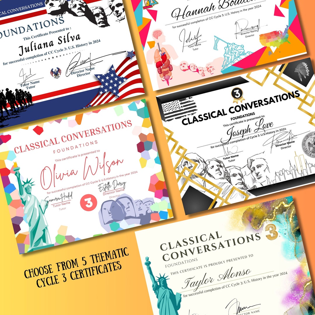 Classical Conversations FOUNDATIONS Certificates BUNDLE, CC Cycle 3 ...