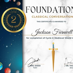 Classical Conversations FOUNDATIONS Certificates BUNDLE, CC Cycle 2 ...