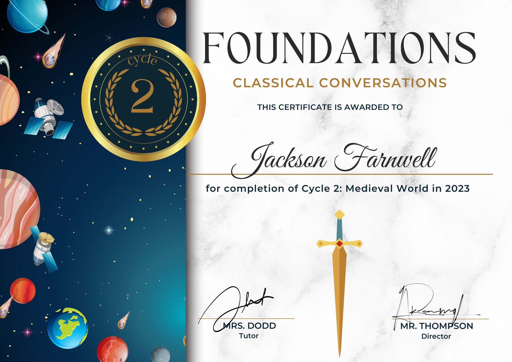 Classical Conversations FOUNDATIONS Certificates BUNDLE, CC Cycle 2 ...