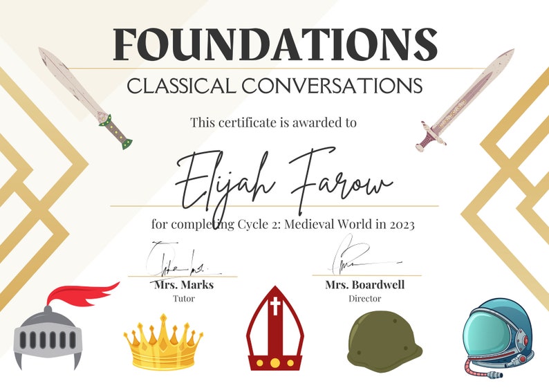 Classical Conversations FOUNDATIONS Certificates BUNDLE, CC Cycle 2 ...