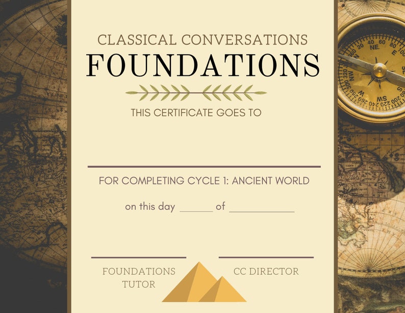 Classical Conversations Foundations Cycle 1 Certificate of Completion ...