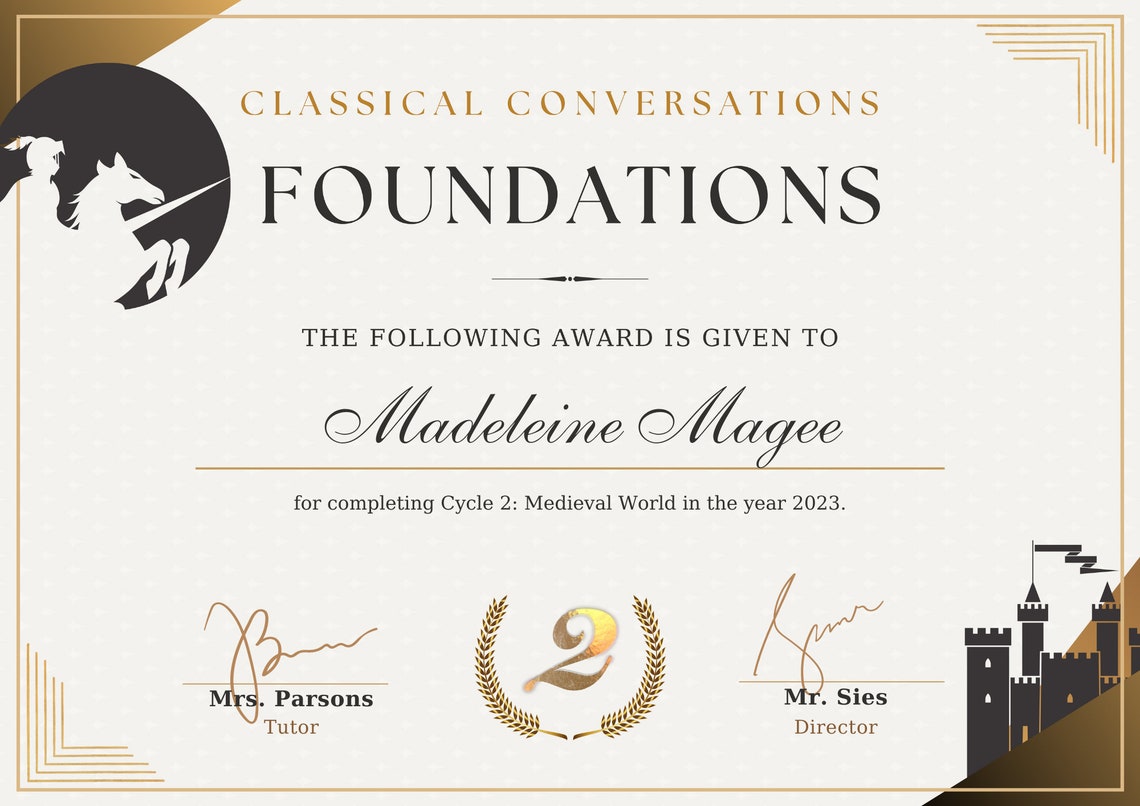 Classical Conversations FOUNDATIONS Certificates BUNDLE, CC Cycle 2 ...