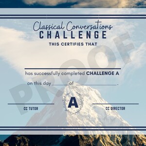 Classical Conversations Certificates of Completion for CHALLENGE Levels ...