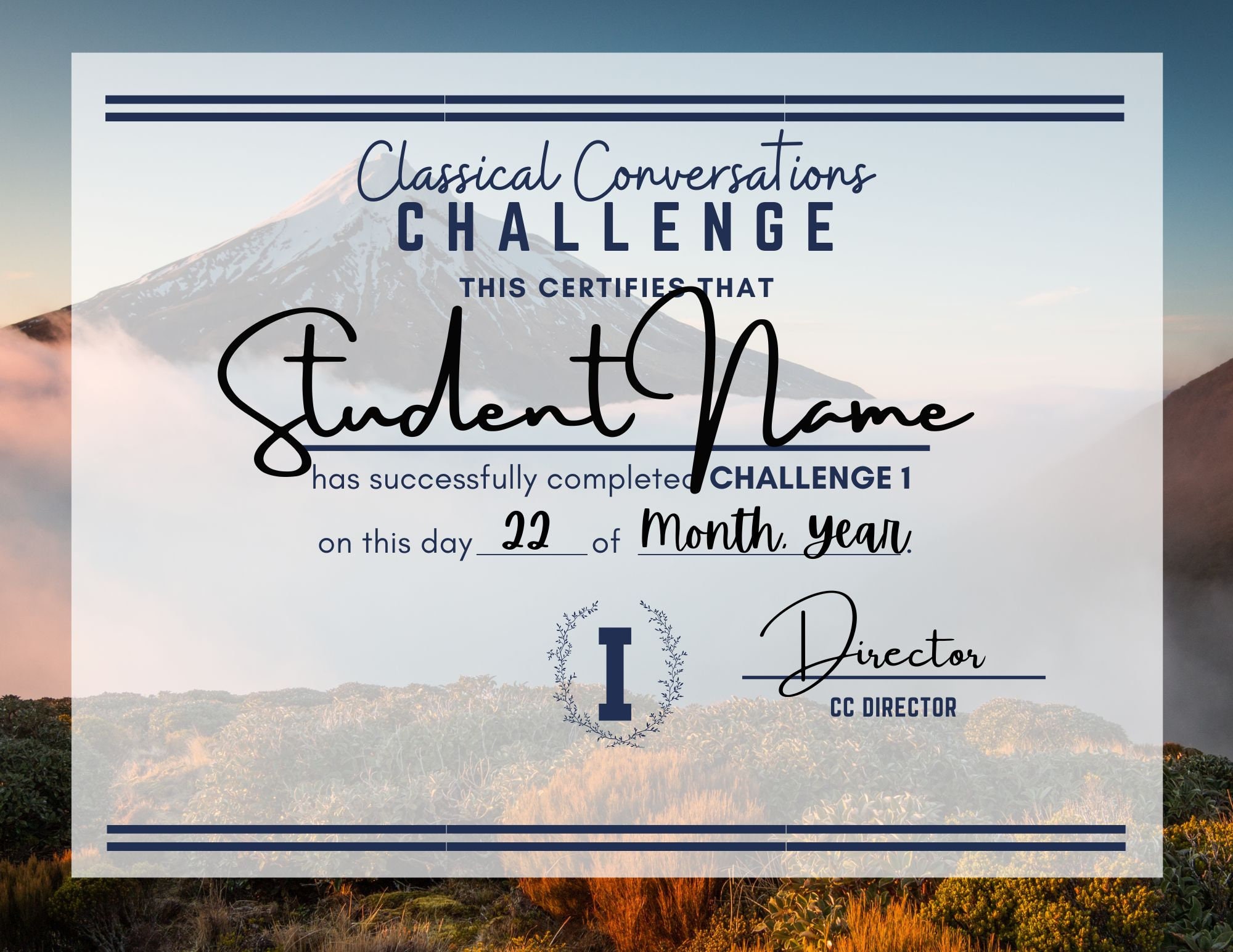 Classical Conversations Certificates With 1 Signature for CHALLENGE ...