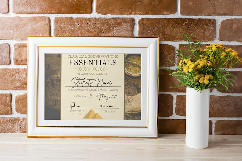 Classical Conversations Essentials Cycle 1 Certificate of Completion CC ...