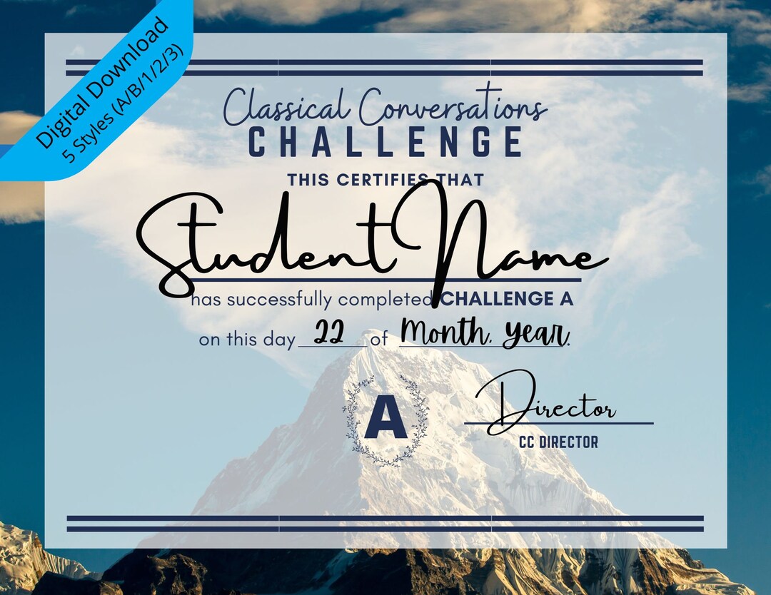 Classical Conversations Certificates With 1 Signature for CHALLENGE ...