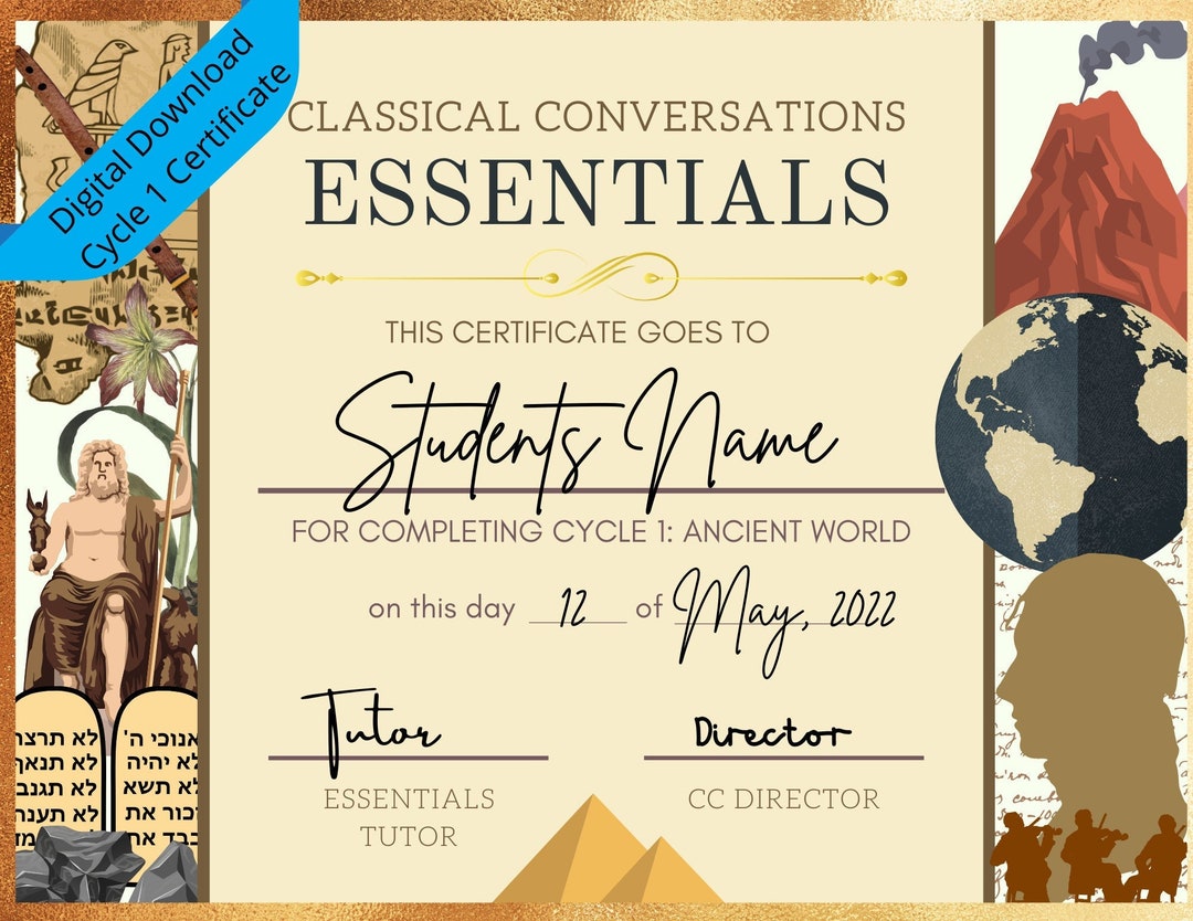 Classical Conversations Essentials Cycle 1 Certificate of Completion CC ...