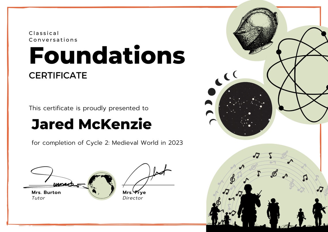 Classical Conversations FOUNDATIONS Certificates BUNDLE, CC Cycle 2 ...