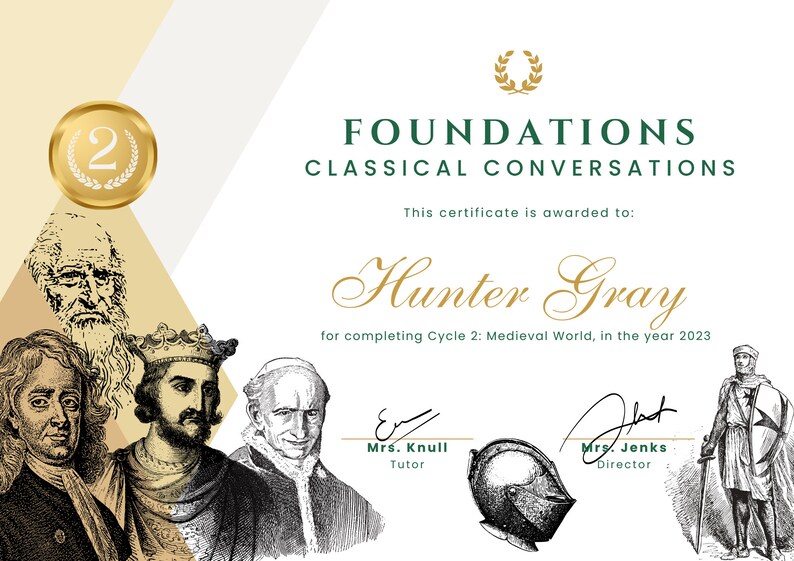 Classical Conversations FOUNDATIONS Certificates BUNDLE, CC Cycle 2 ...