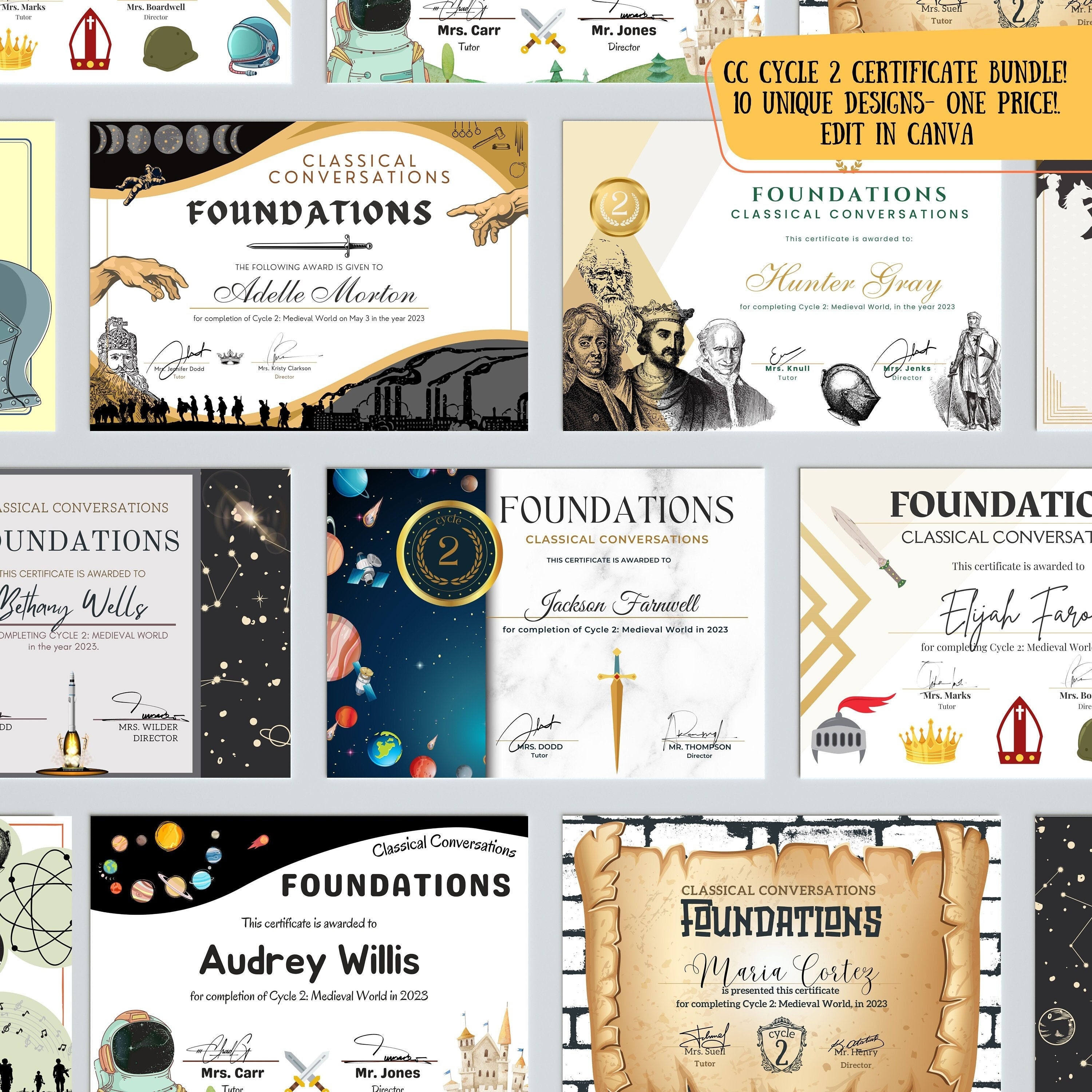 Classical Conversations FOUNDATIONS Certificates BUNDLE, CC Cycle 2 ...