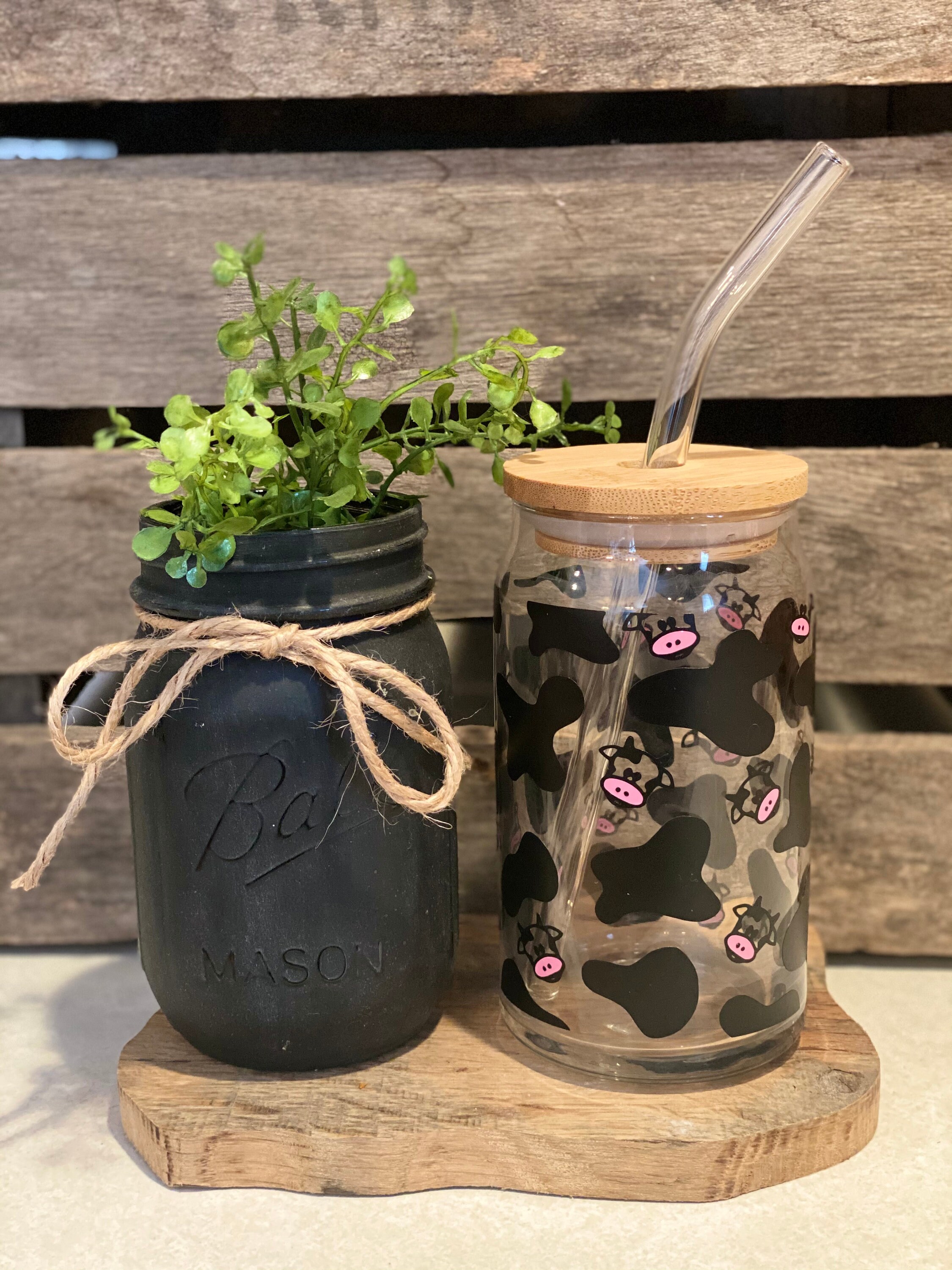 Cow Print Beer Can Glass - Etsy