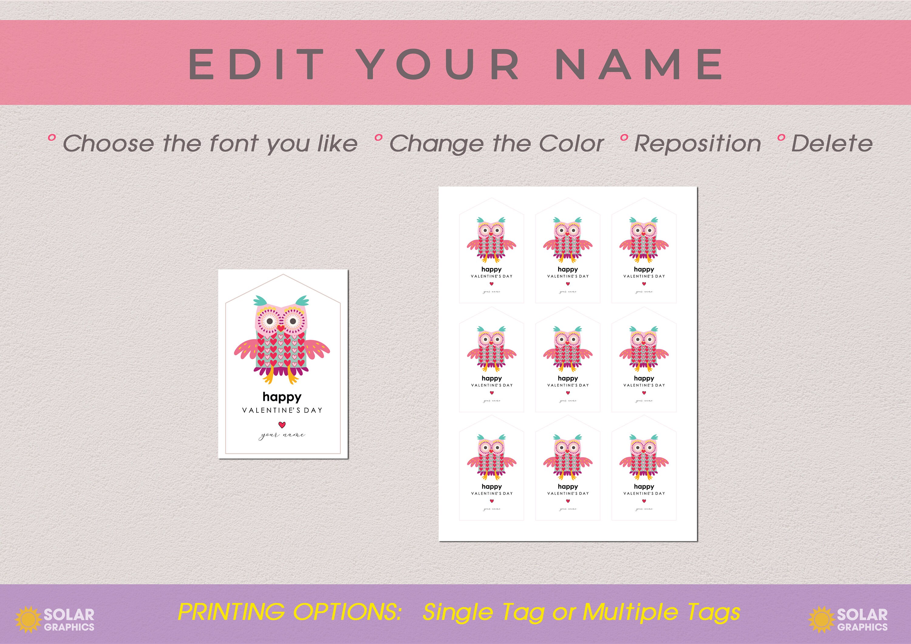 Valentines Day Printable Tag, Editable Gift Tag, Editable Template ...