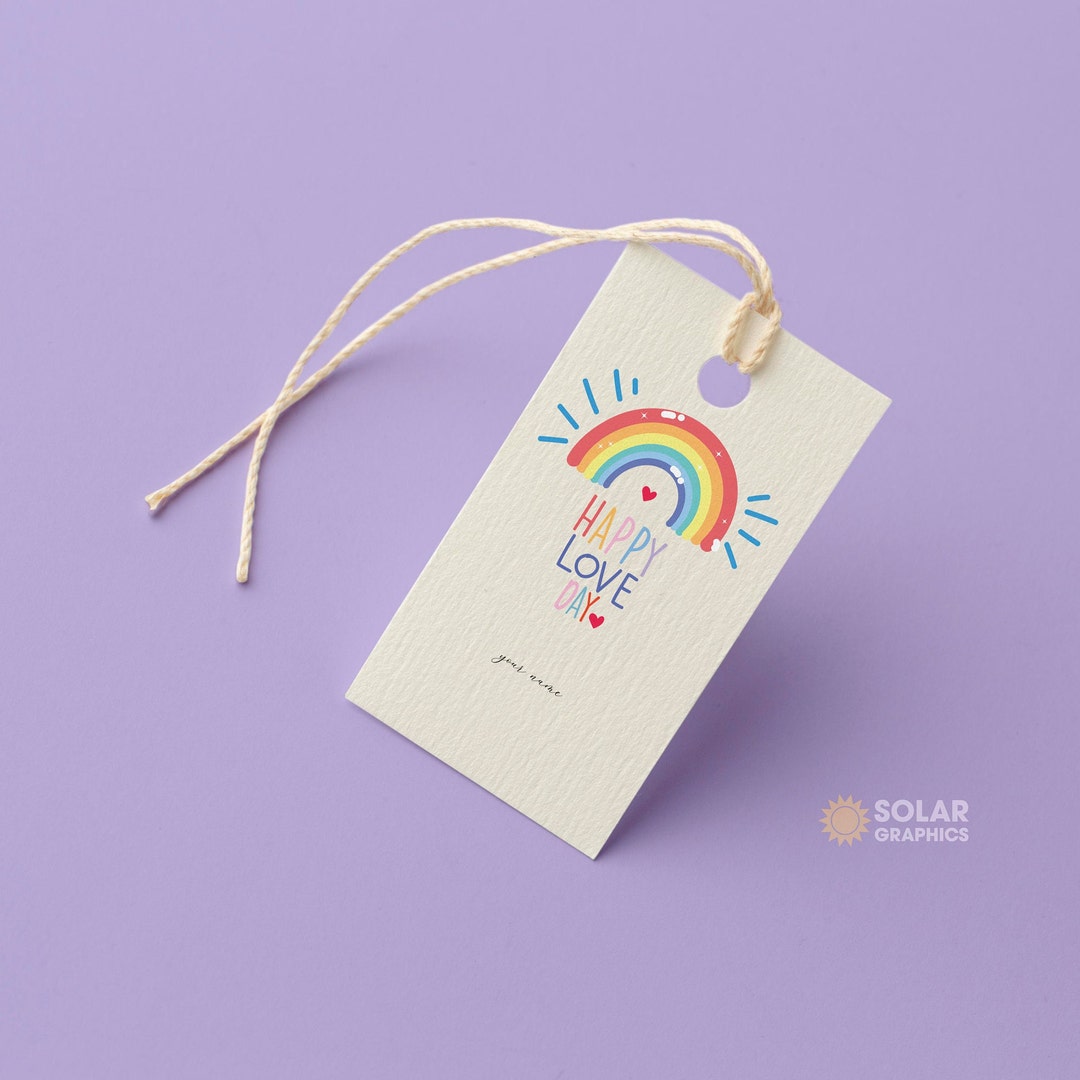 Valentines Day Rainbow Printable Tag, Gift Tag, Editable Template ...
