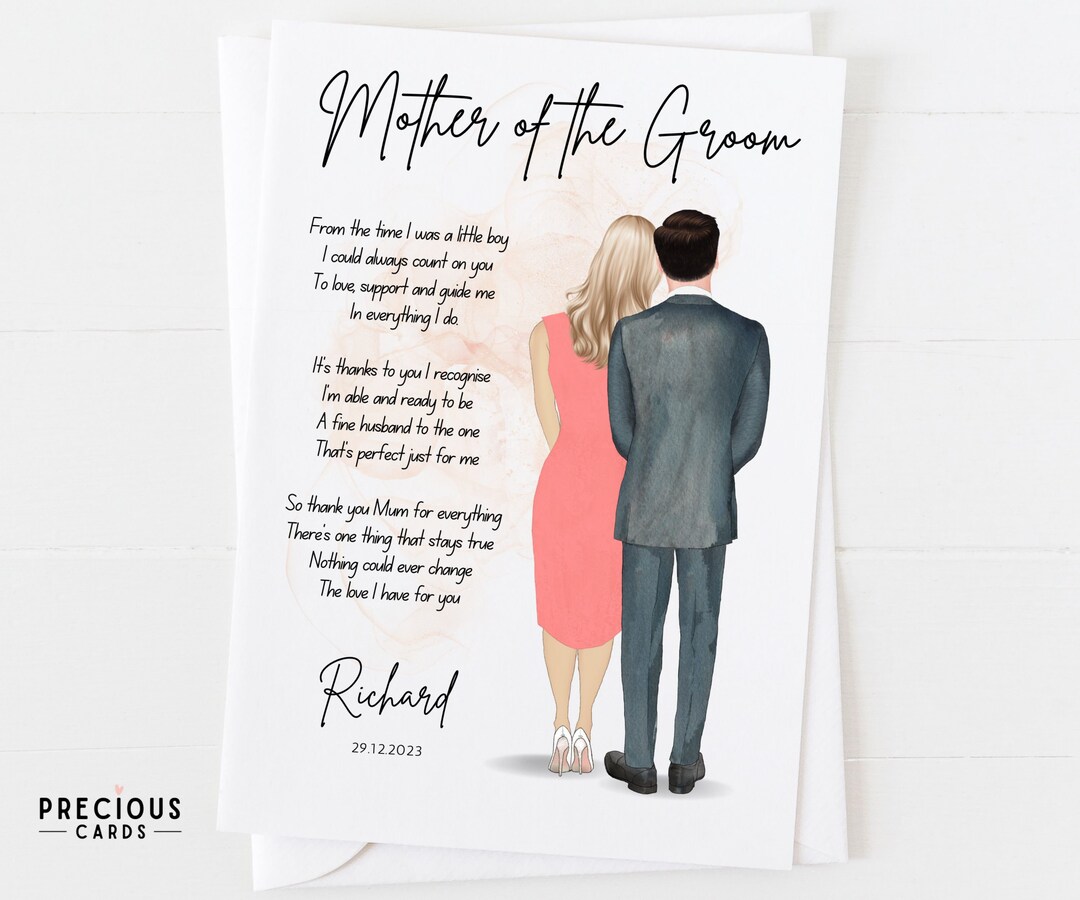 Mother of the Groom Card | Personalised Wedding Day Card for Mum ...