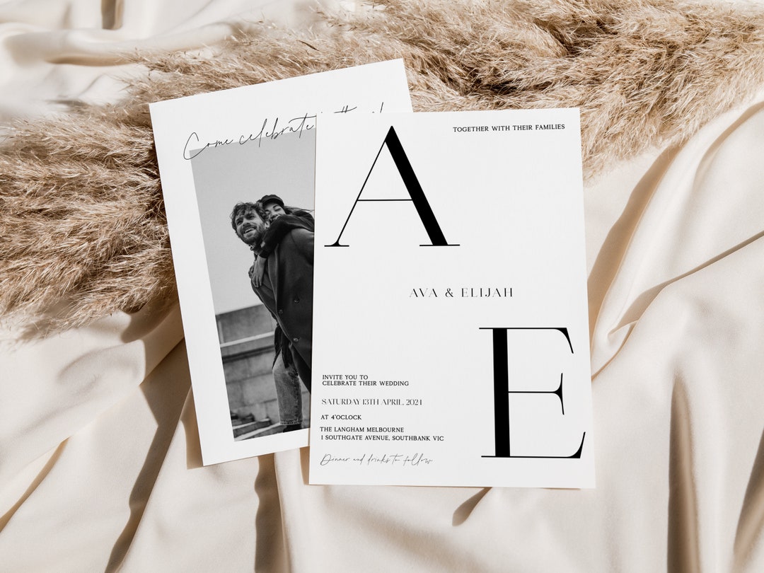 Minimalist Elegant Wedding Invitation, Modern Wedding Invitation ...