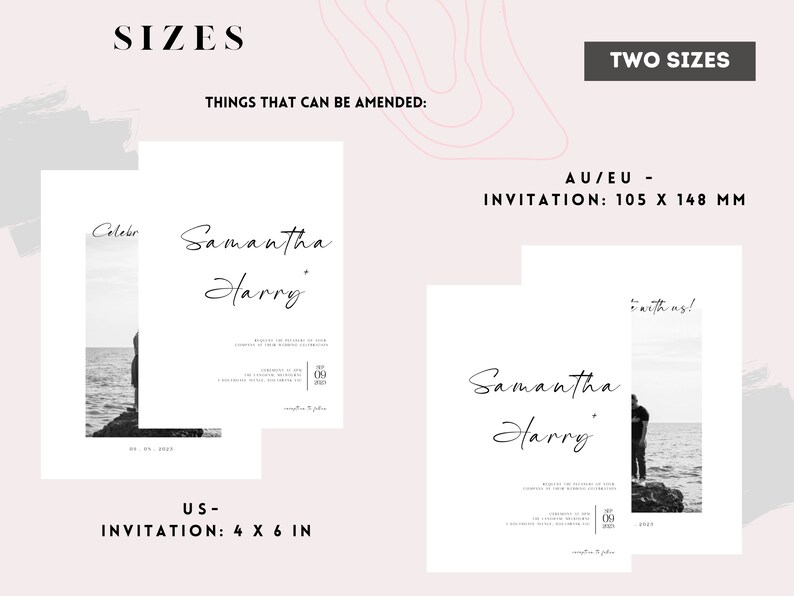 Minimalist Save The Date Template Editable Text Modern Etsy