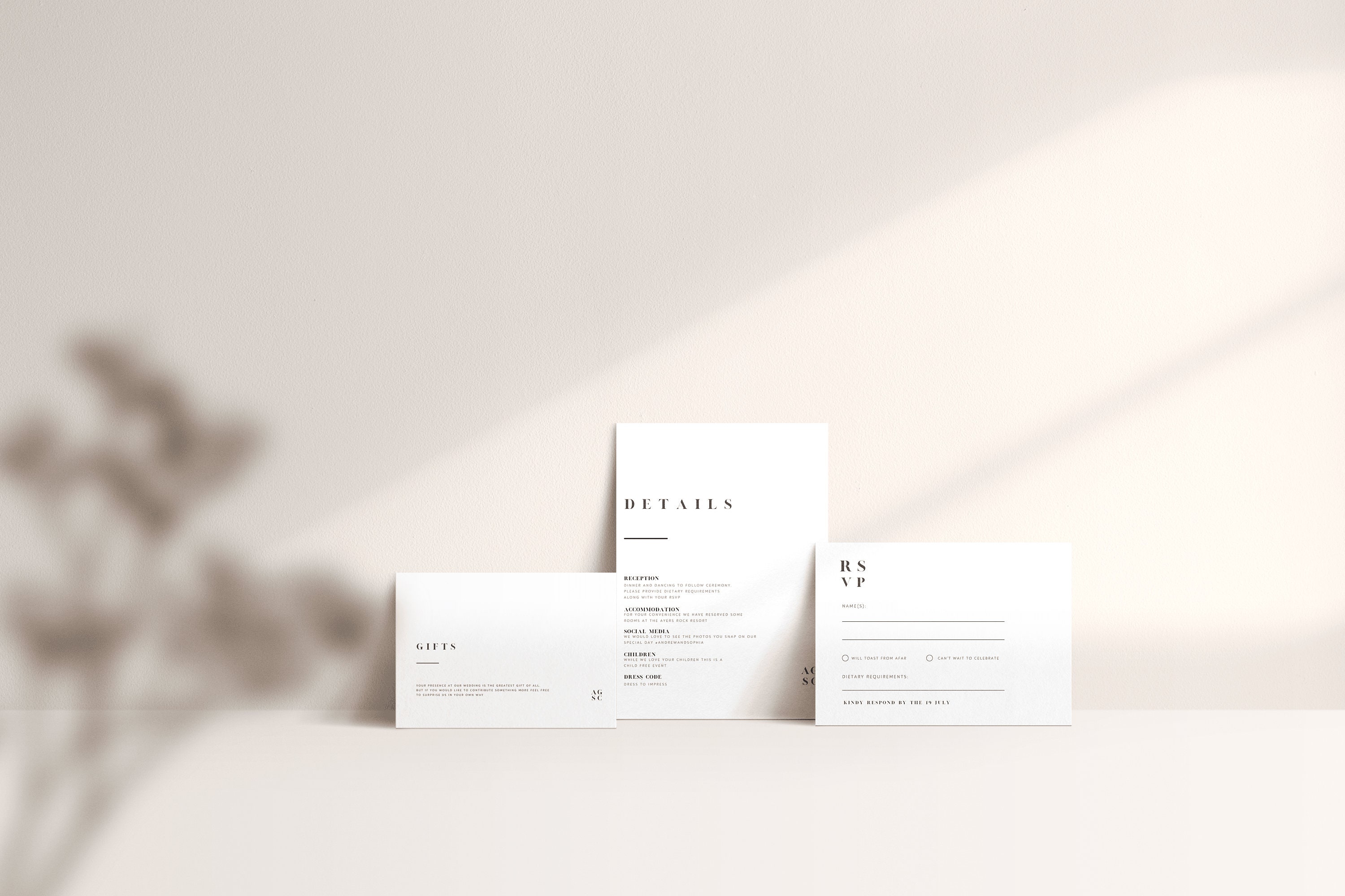 Minimalist Elegant Wedding Invitation, Modern Personalised Wedding ...