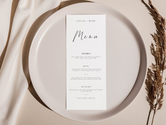 Menu Card Template Rustic Dinner Menu Wedding Menu Card | Etsy