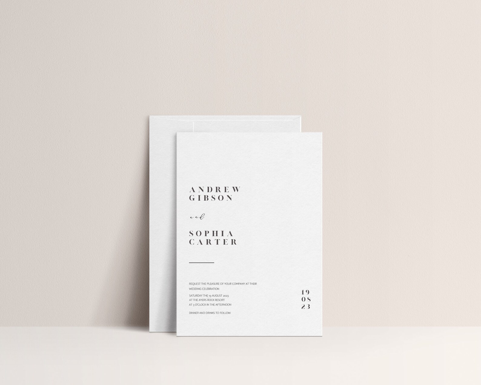 Minimalist Elegant Wedding Invitation, Modern Personalised Wedding ...