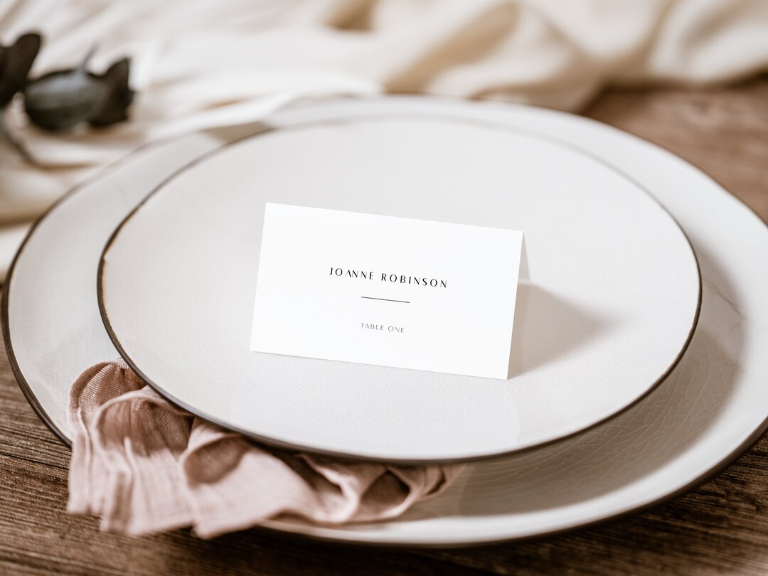 Minimalist Place Card Template, Printable Modern Simple Wedding Escort ...